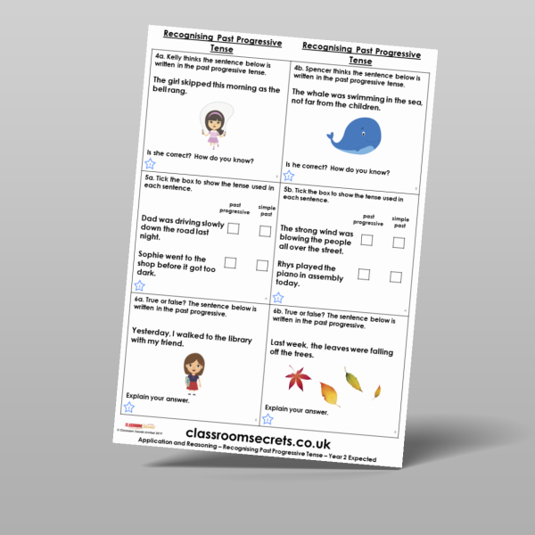 Year 2 Recognising Past Progressive Tense Application And Reasoning Resource Classroom Secrets
