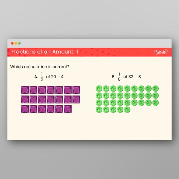 Year 3 Fractions Of An Amount 1 Teaching Ppt Resource | Classroom Secrets