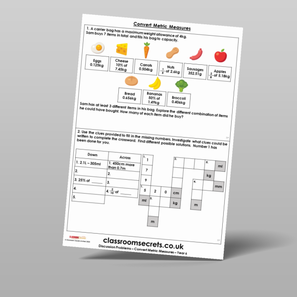 Year 6 Convert Metric Measures Discussion Problem Resource | Classroom ...