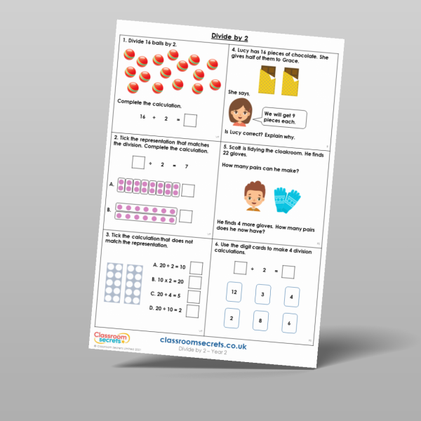 Year 2 Divide By 2 Mixed Activity Resource | Classroom Secrets