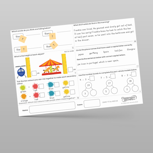 Year 1 Early Morning Work Summer Week 6 Resource | Classroom Secrets