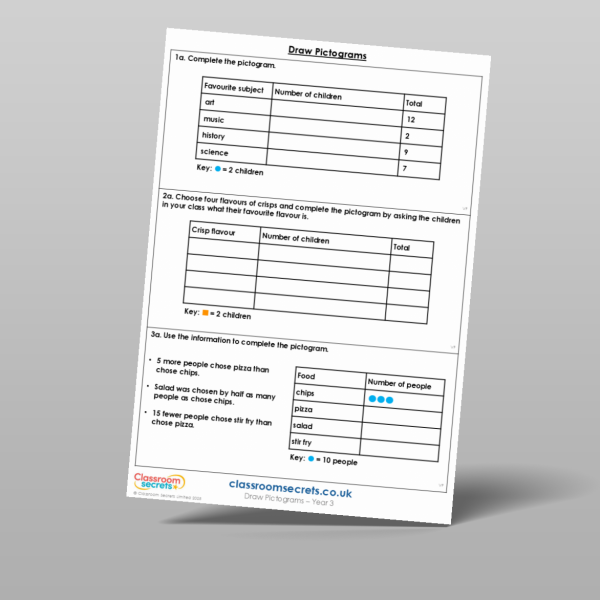 Year 3 Draw Pictograms Varied Fluency Resource | Classroom Secrets