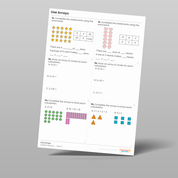 Year 3 Use Arrays Varied Fluency 2 Resource | Classroom Secrets