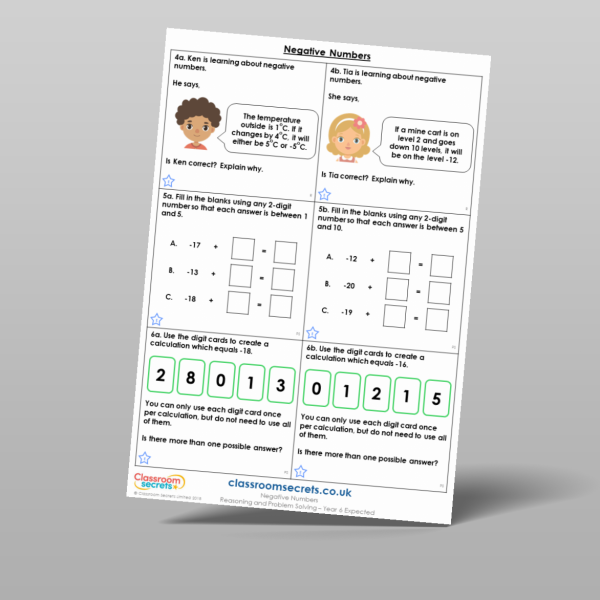 Negative Numbers Reasoning and Problem Solving Resource | Classroom Secrets Negative Numbers Reasoning and Problem Solving Resource | Classroom Secrets