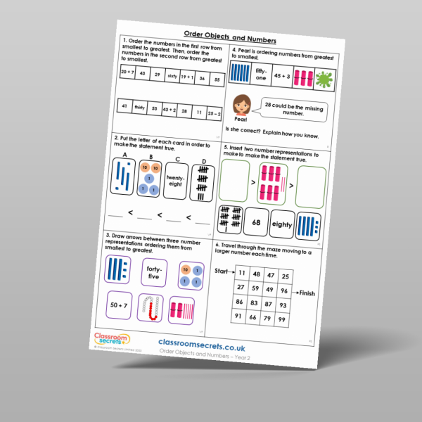 Year 2 Order Objects And Numbers Mixed Activity Resource | Classroom ...