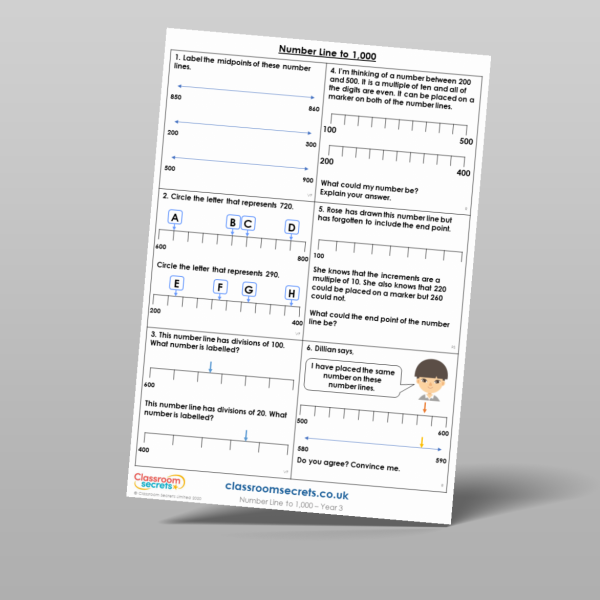 Year 3 Number Line To 1 000 Mixed Activity Resource | Classroom Secrets