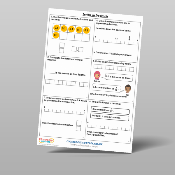 Year 4 Tenths As Decimals Mixed Activity Resource | Classroom Secrets