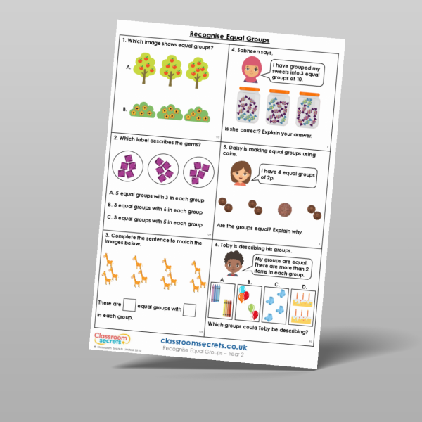 Year 2 Recognise Equal Groups Mixed Activity Resource | Classroom Secrets