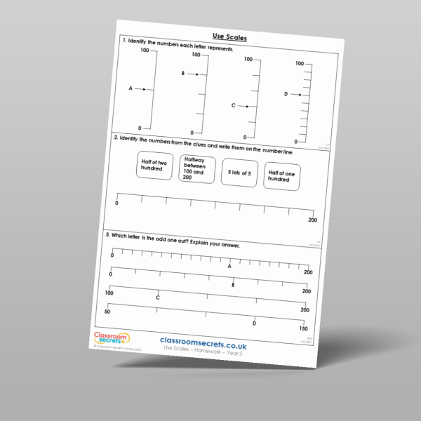 Year 3 Use Scales Homework Resource | Classroom Secrets Year 3 Use Scales Homework Resource | Classroom Secrets