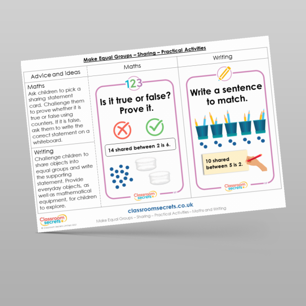 Year 1 Make Equal Groups Sharing Practical Activities Resource ...