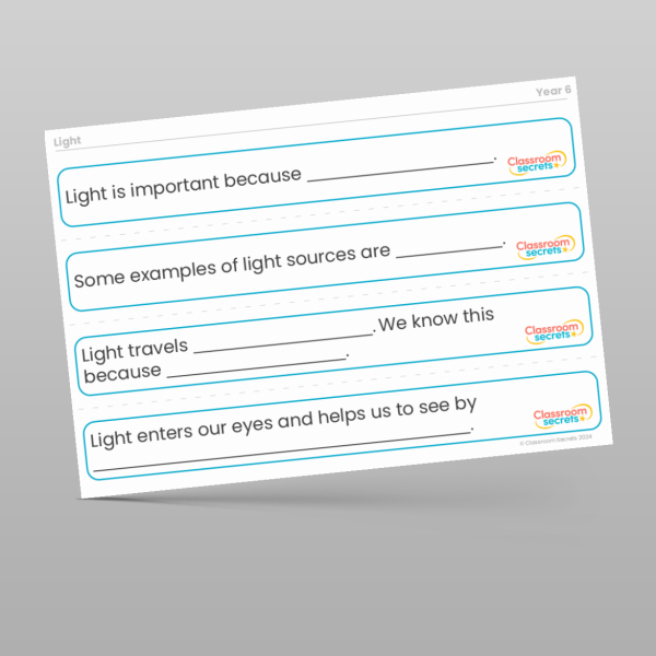 Year 6 Light Stem Sentences Resource | Classroom Secrets