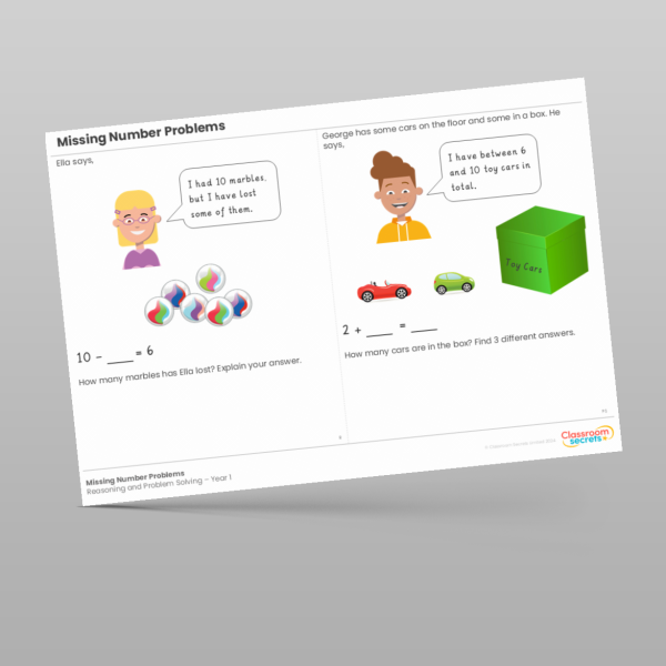 Year 1 Missing Number Problems Reasoning And Problem Solving 2 Resource ...