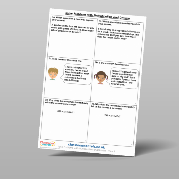 Year 5 Solve Problems With Multiplication And Division Reasoning And ...