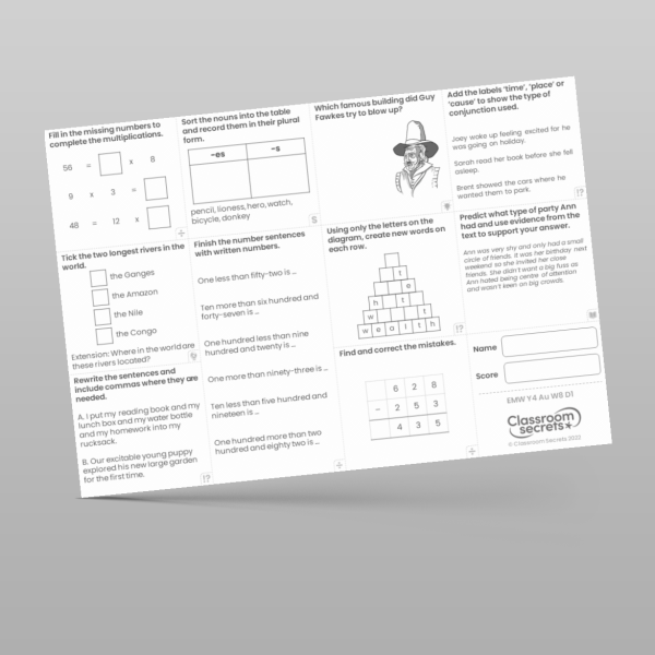 Year 4 Early Morning Work Autumn Week 8 Resource | Classroom Secrets