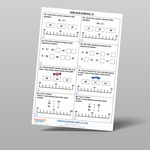 Year 2 Add And Subtract 1s Varied Fluency Resource | Classroom Secrets