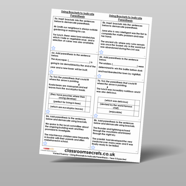 Using Brackets to Indicate Parenthesis Varied Fluency Resource ...