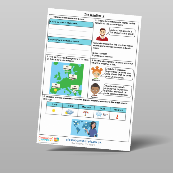 Year 3 French The Weather 2 Main Activity Resource | Classroom Secrets