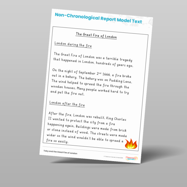 KS1 Toby And The Great Fire Of London Writing Unit Model Text And ...