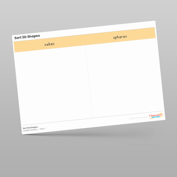 Year 1 Sort 3d Shapes Varied Fluency 2 Resource | Classroom Secrets