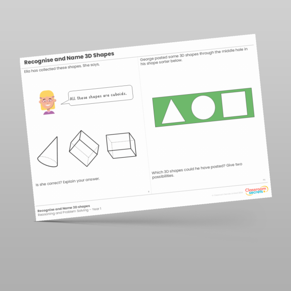Year 1 Recognise And Name 3d Shapes Reasoning And Problem Solving 2 Resource | Classroom Secrets