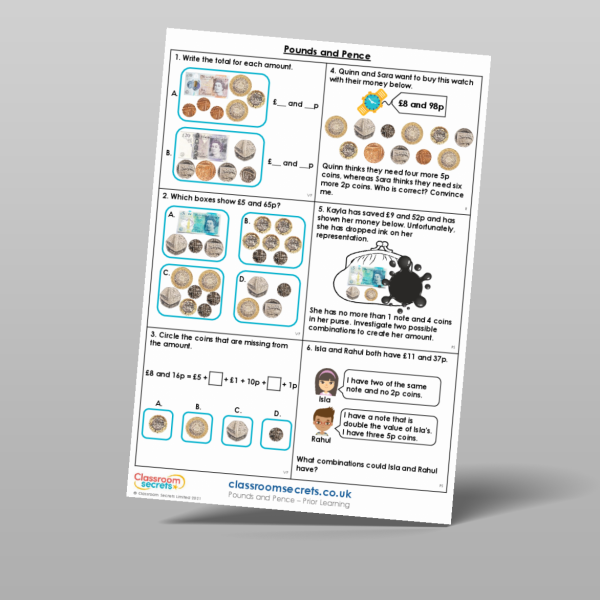 Year 3 Pounds And Pence Prior Learning Resource | Classroom Secrets