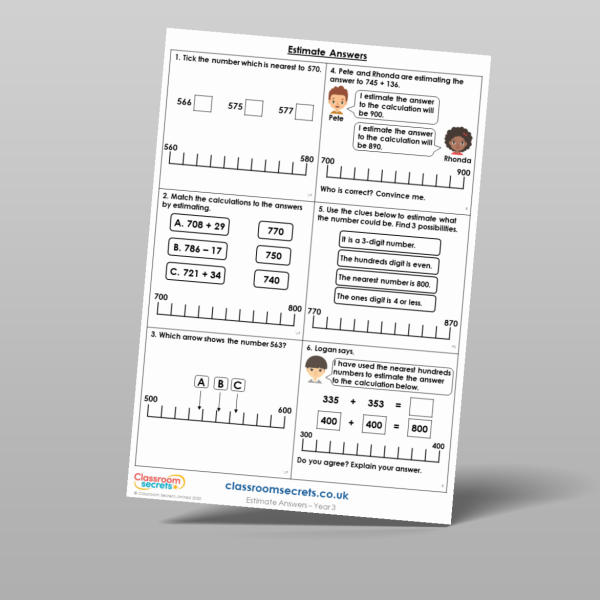 Year 3 Estimate Answers Mixed Activity Resource | Classroom Secrets