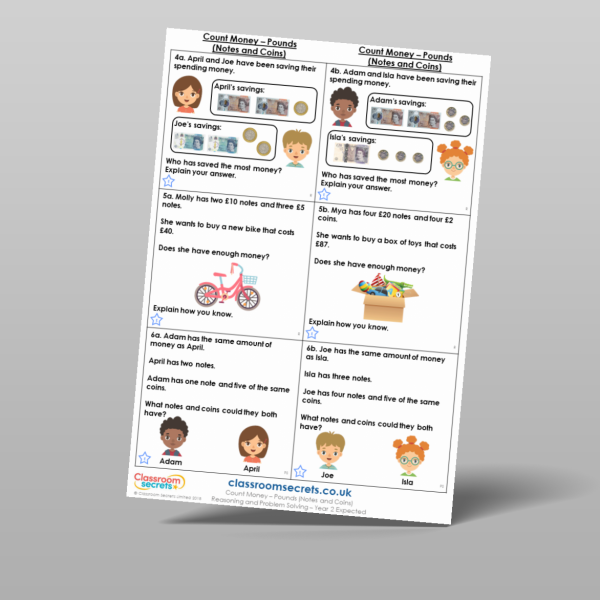 Year 2 Count Money Pounds Notes And Coins Resource | Classroom Secrets