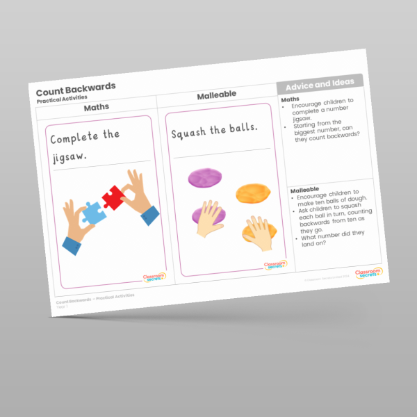 Year 1 Count Backwards Practical Activities Resource | Classroom Secrets
