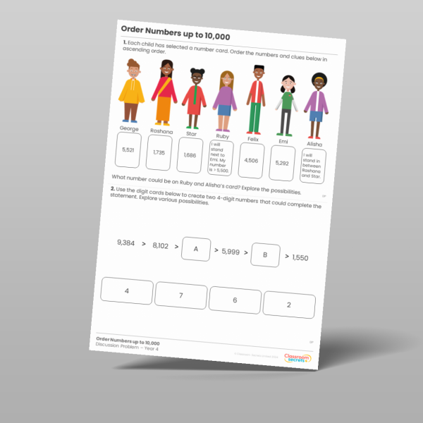 Year 4 Order Numbers Up To 10 000 Discussion Problem Resource ...