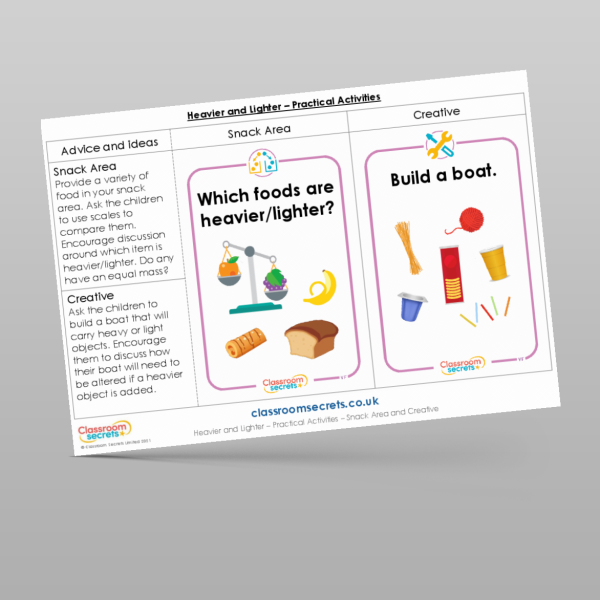 Year 1 Heavier And Lighter Practical Activities Resource | Classroom ...