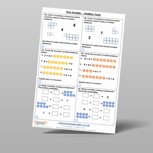 Year 1 Fact Families Addition Facts Reasoning And Problem Solving ...