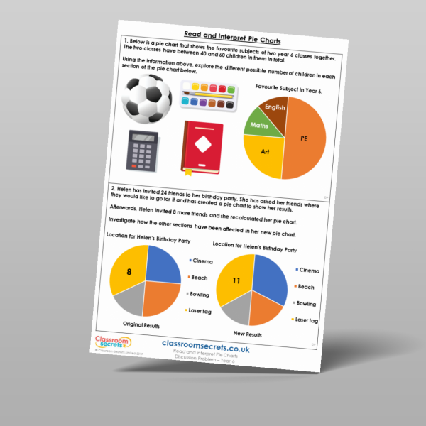 Year 6 Read And Interpret Pie Charts Discussion Problem Resource ...