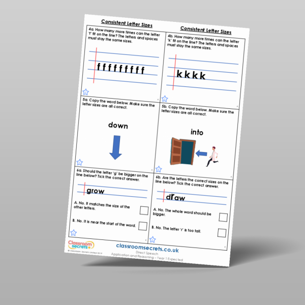 Year 1 Consistent Letter Sizes Application And Reasoning Resource ...