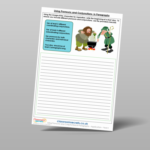 Year 4 Using Pronouns And Conjunctions In Paragraphs Application ...