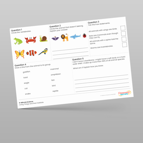 Year 4 Living Things And Their Habitats 5 Minute Science Resource ...