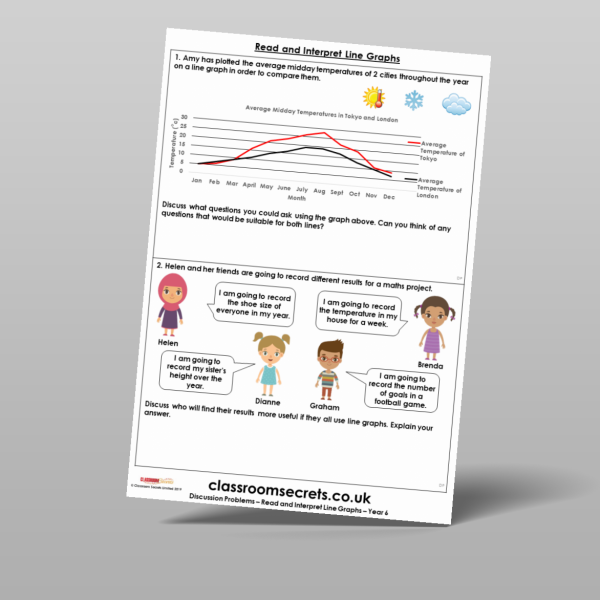 Year 6 Read And Interpret Line Graphs Discussion Problem Resource ...
