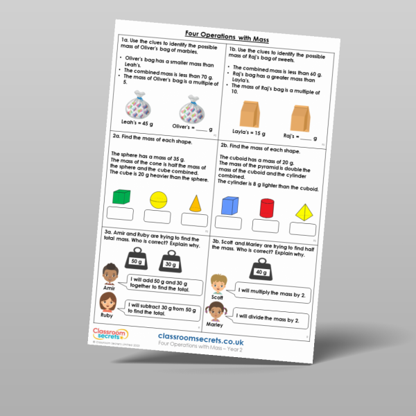 Year 2 Four Operations With Mass Reasoning And Problem Solving Resource ...