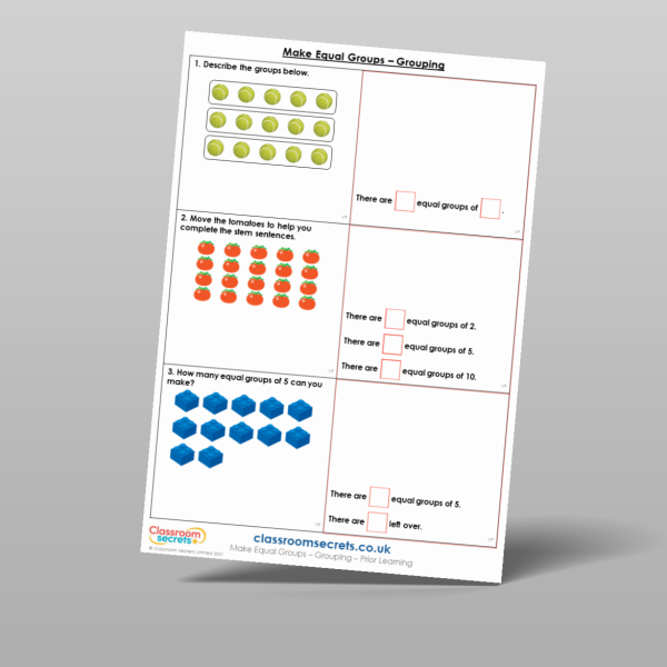 Year 2 Make Equal Groups Prior Learning Resource | Classroom Secrets
