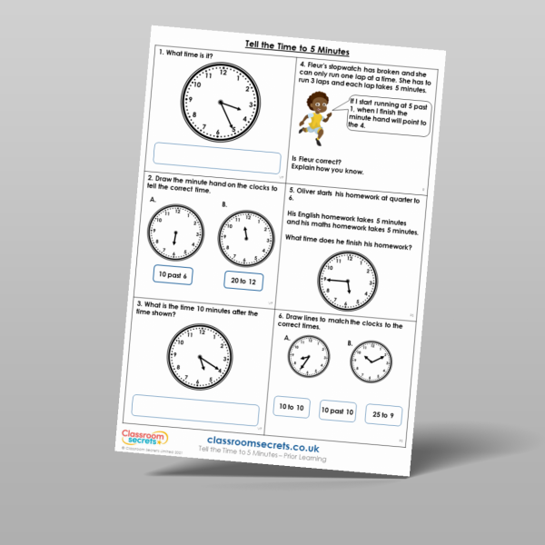 Year 3 Telling The Time To 5 Minutes Prior Learning Resource ...