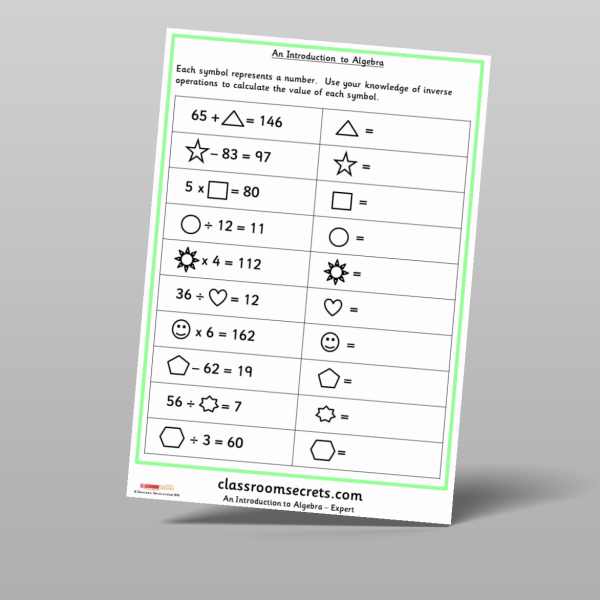 Year 6 An Introduction To Algebra Resource | Classroom Secrets