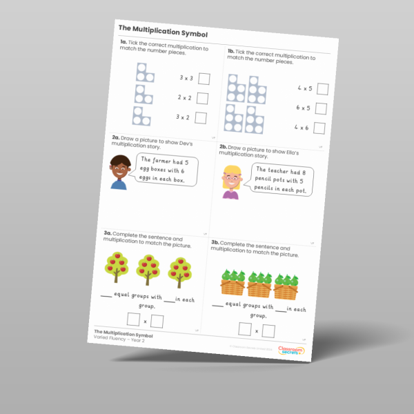 The Multiplication Symbol Varied Fluency Resource | Classroom Secrets