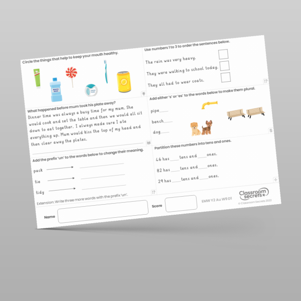 Year 2 Early Morning Work Autumn Week 9 Resource | Classroom Secrets