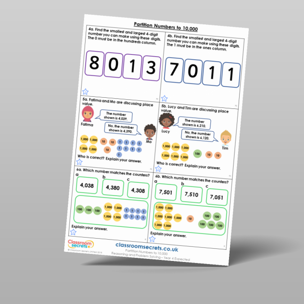 Year 4 Partition Numbers To 10 000 Reasoning And Problem Solving ...
