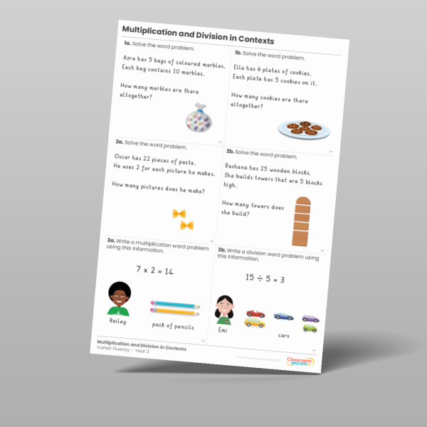 Year 2 Multiplication And Division In Contexts Varied Fluency Resource ...
