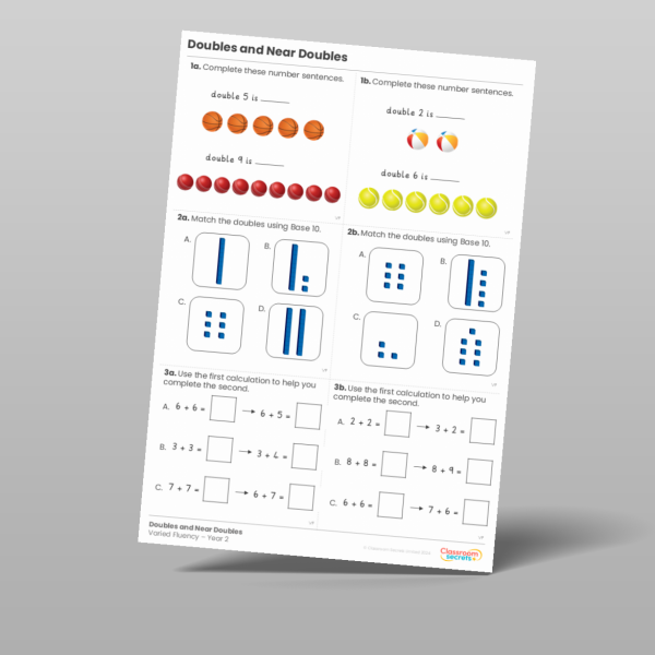 Year 2 Doubles And Near Doubles Varied Fluency Resource | Classroom Secrets