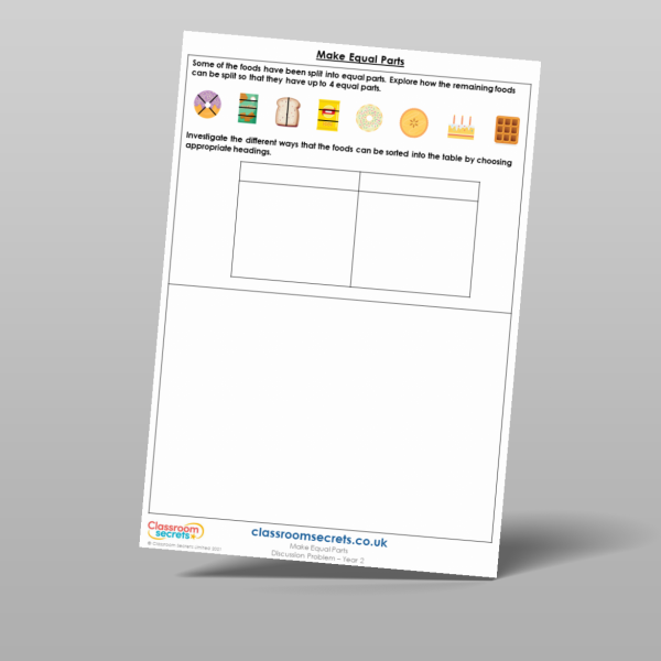 Year 2 Make Equal Parts Discussion Problem Resource | Classroom Secrets