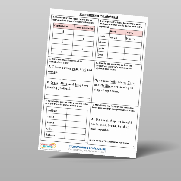 Year 2 Consolidating The Alphabet Mixed Activity Resource | Classroom ...
