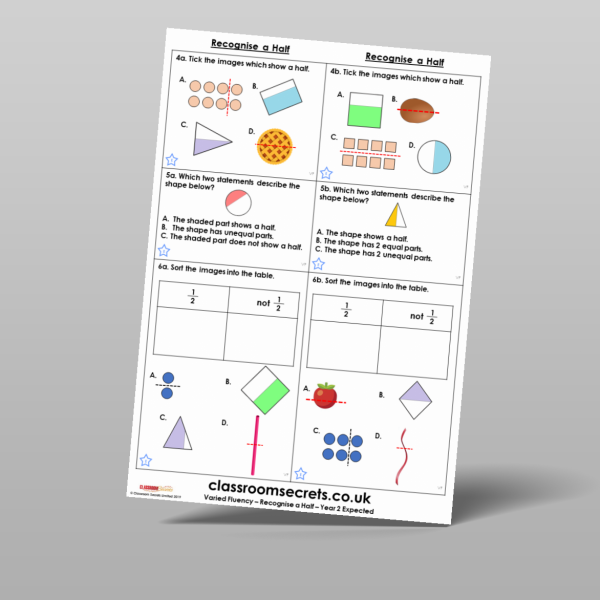 Year 2 Recognise A Half Varied Fluency Resource | Classroom Secrets