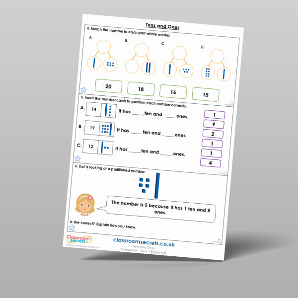 Year 1 Tens And Ones Homework Resource | Classroom Secrets