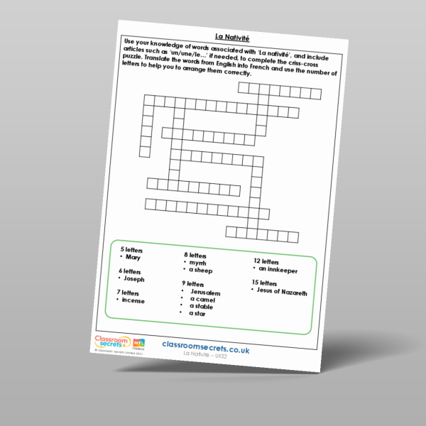 UKS2 French Christmas Criss Cross Resource | Classroom Secrets